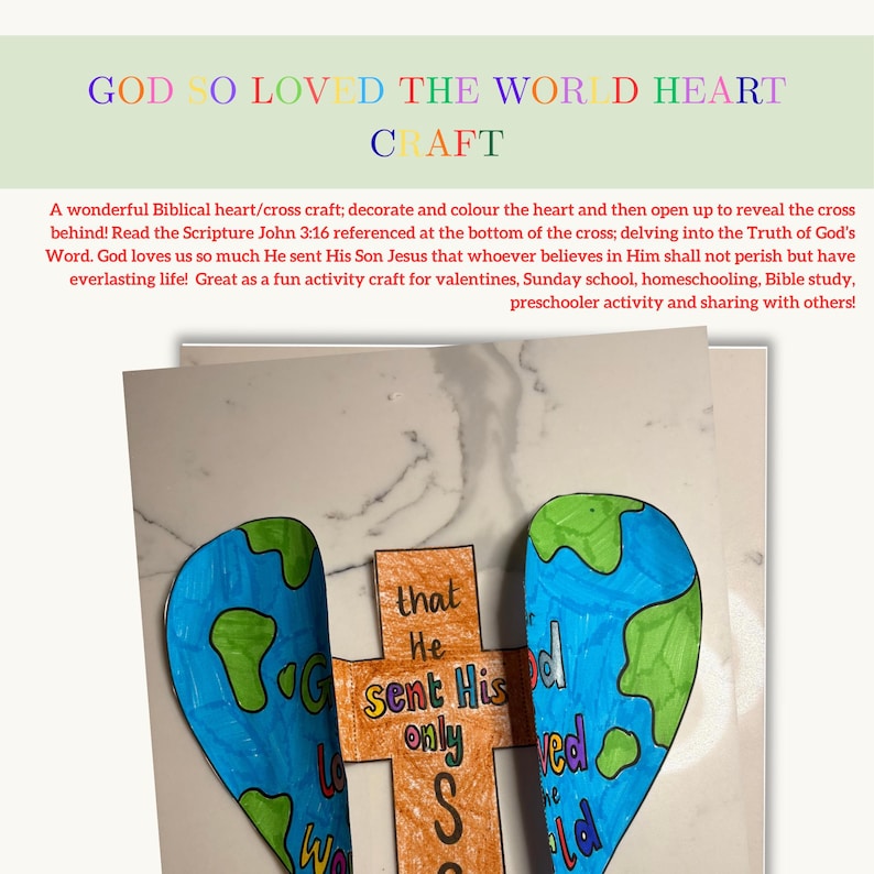 God so Loved the World Valentines Day Craft,cross Sunday School Craft ...