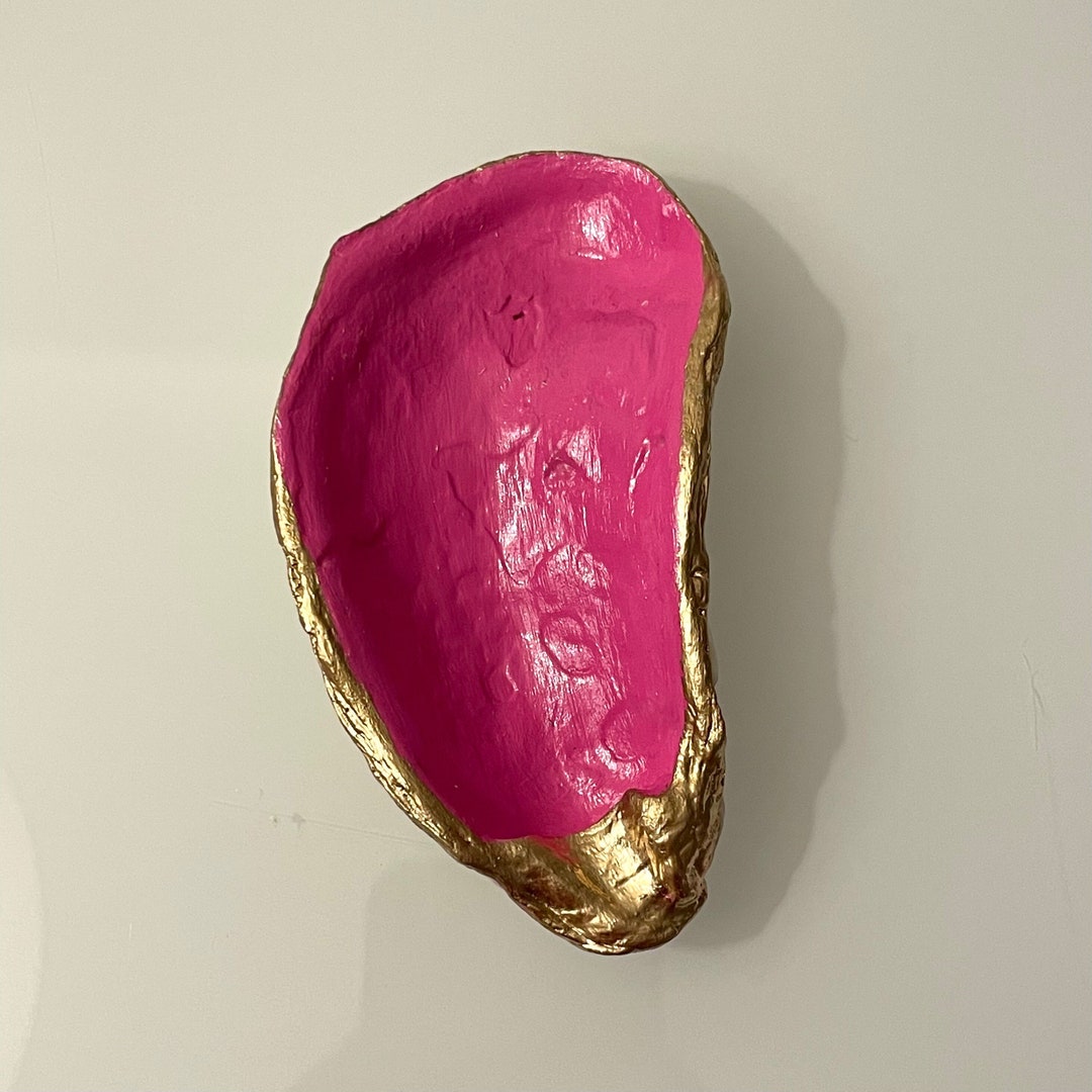 Pink Oyster Shell Ring Dish, Oyster Shell Trinket Dish, Decoupage ...