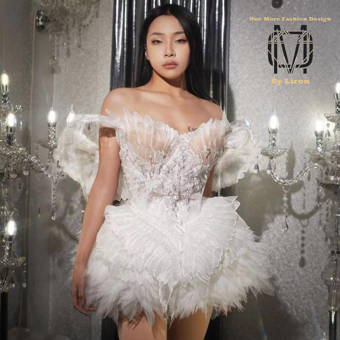 Sparkling Backless Dress With Angel Wings and Sequins Angel Gown ...