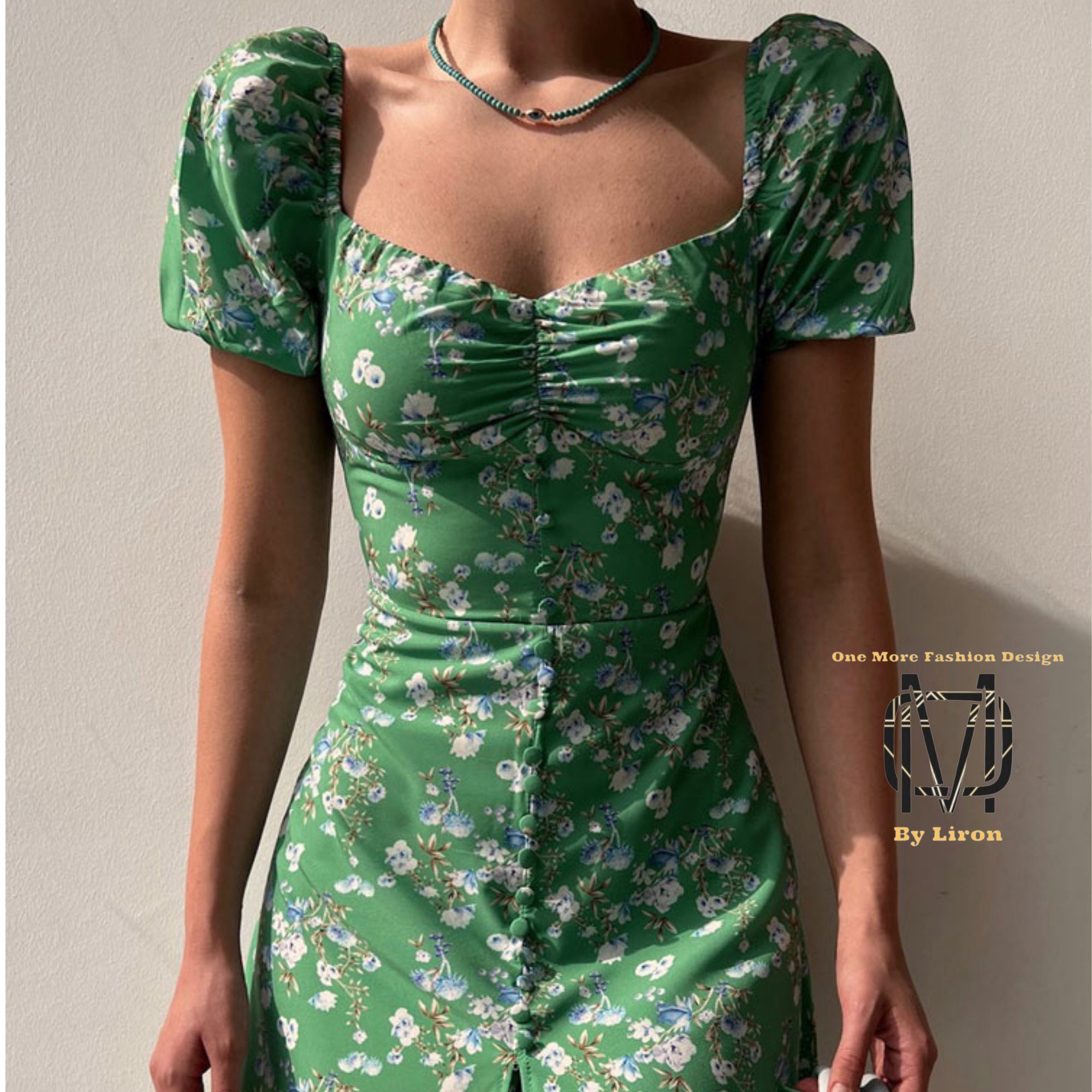 Fairy Corset Dress With Puff Sleeve and Floral Print Flower - Etsy