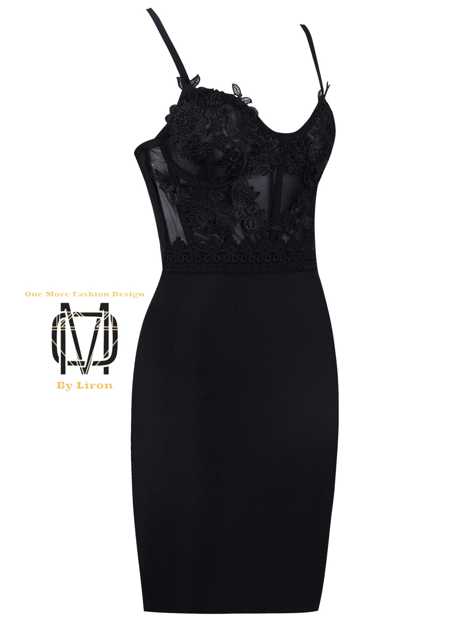 Black Lace Spaghetti Strap Bandage Dress Elegant Mini Party Dress ...