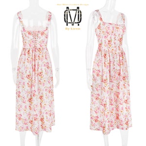 Renaissance Pink Dress With Floral Print Wedding Guest Dress Fairycore ...