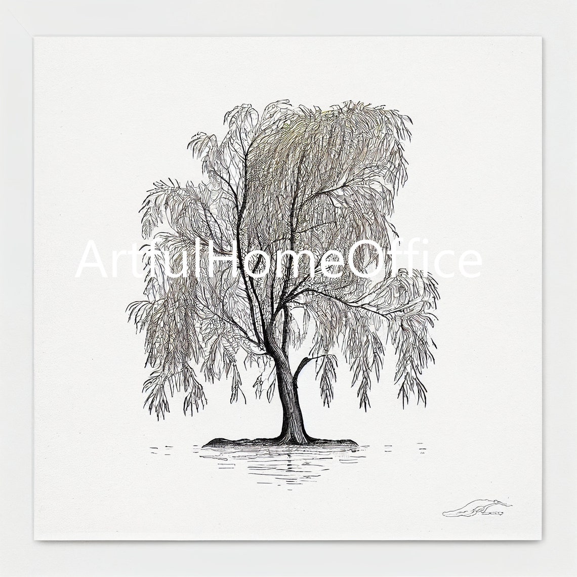 Vintage Willow Tree Line Drawing Digital Print - Etsy
