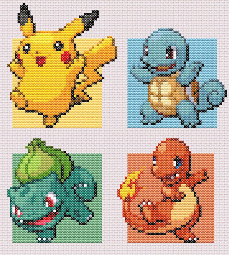 Pokemon Starters Cross Stitch Pattern - Etsy