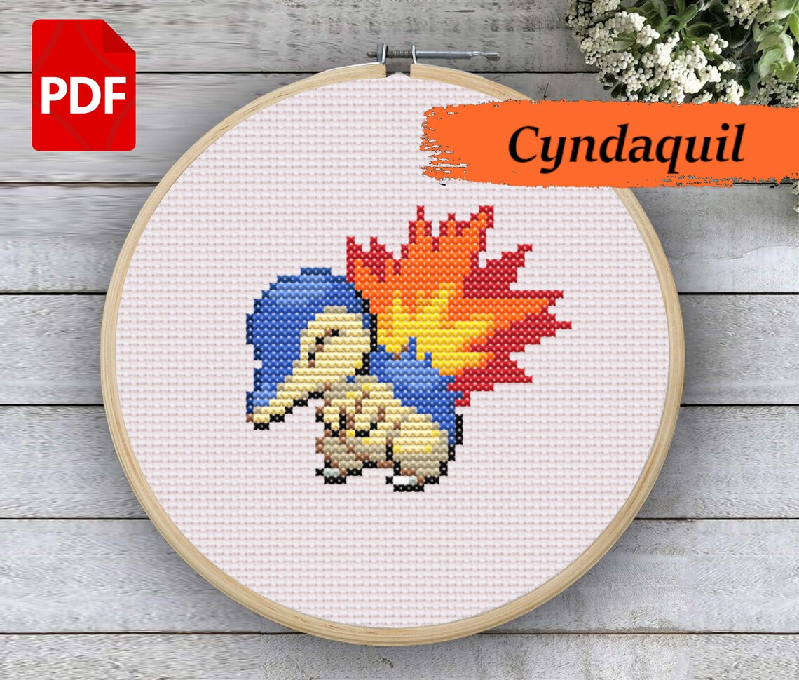Chikorita Cyndaquil Totodile Pokemon Starters Cross Stitch - Etsy