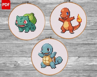 Pokemon Starters Cross Stitch Pattern - Etsy