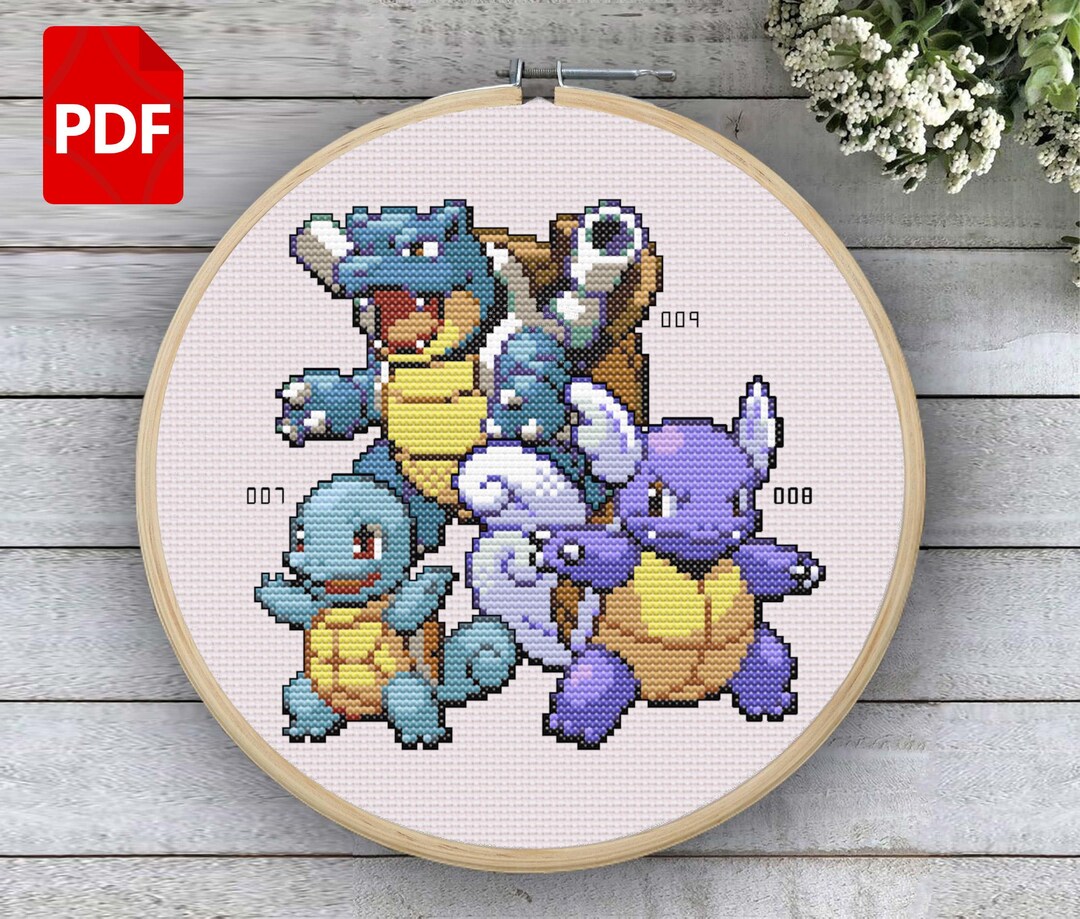 Squirtle Evolution Line Cross Stitch Pattern - Etsy