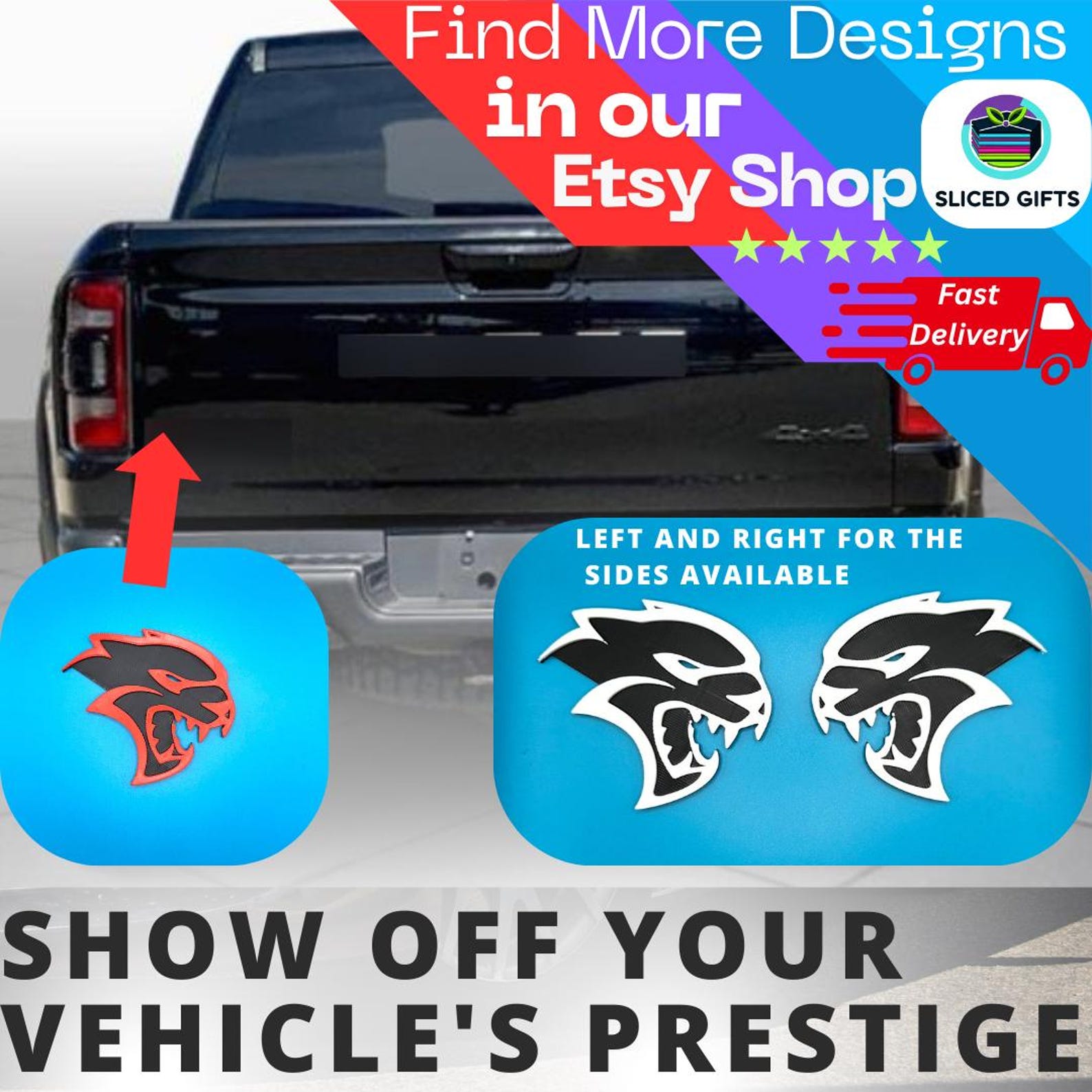 Hellcat Head - Car / Truck Badge Emblem - Etsy