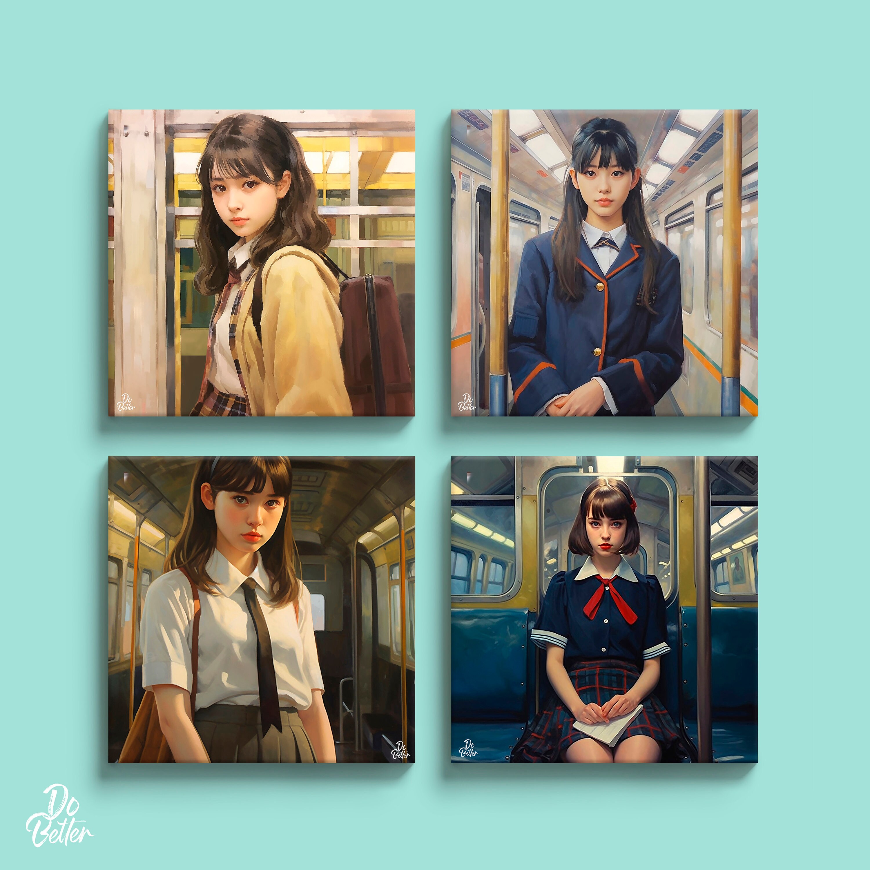 4 Pieces of Japanese JK Girl Uniform School Outfit Printable ...