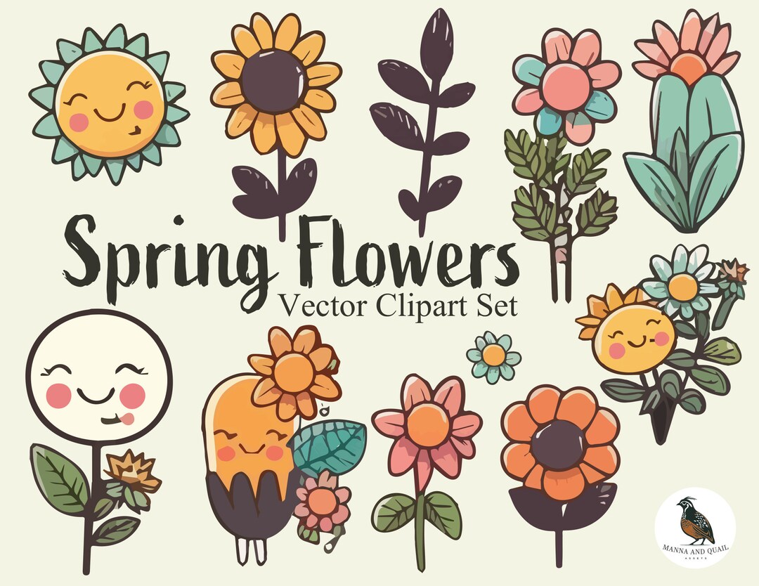 Spring Flowers Clipart Set - Premium Vector Clipart - High Quality AI ...