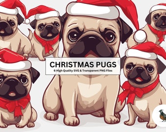 Cute Pugs Clipart | PNG Ai Svg Clipart Sheets | Pug SVG Clipart | Cute ...