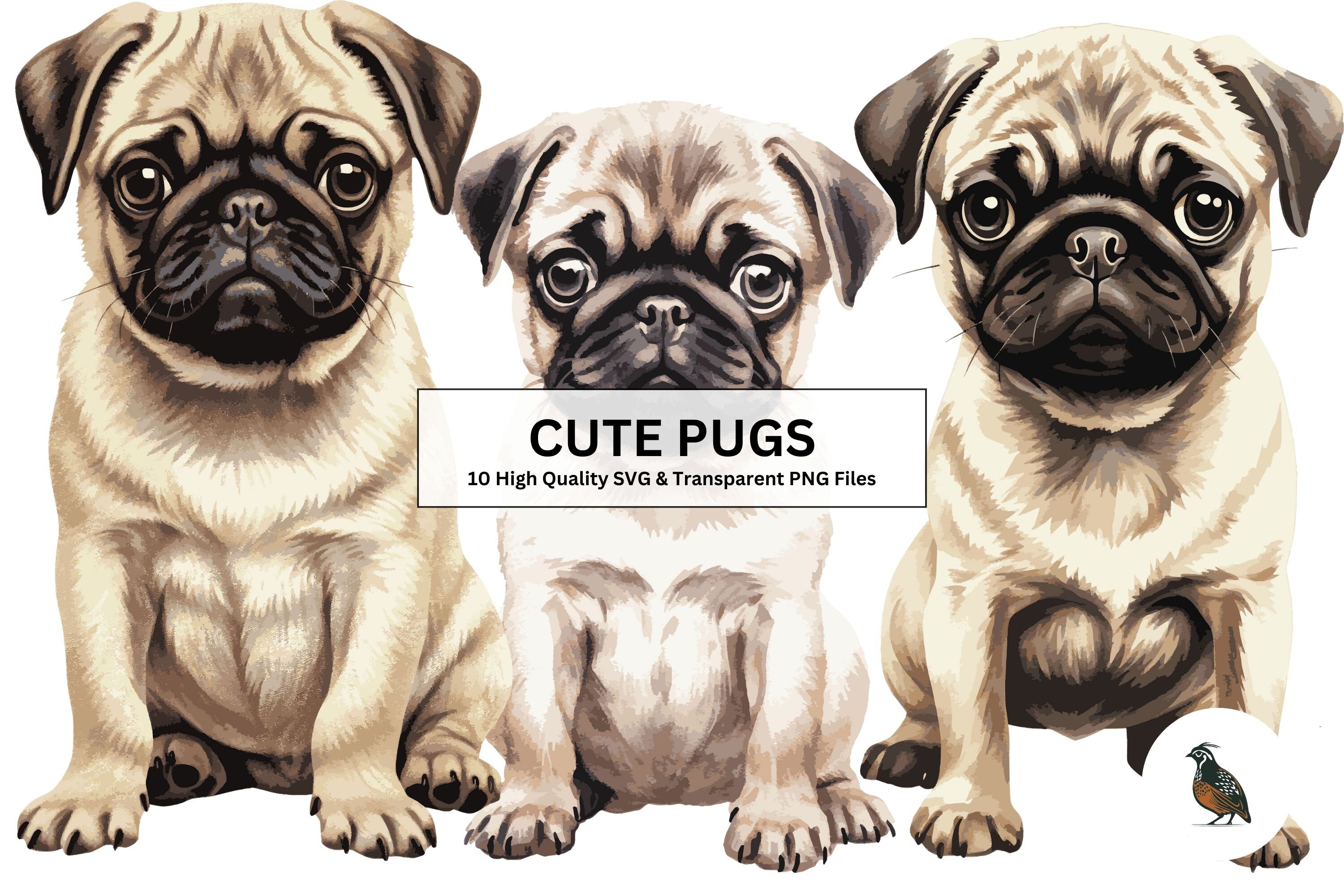 Cute Pug SVG Pug Clipart PNG 10 High Quality Vector Pug - Etsy