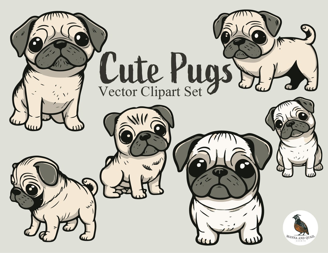 Cute Pugs Clipart Set - Premium Vector Clipart - High Quality AI ...