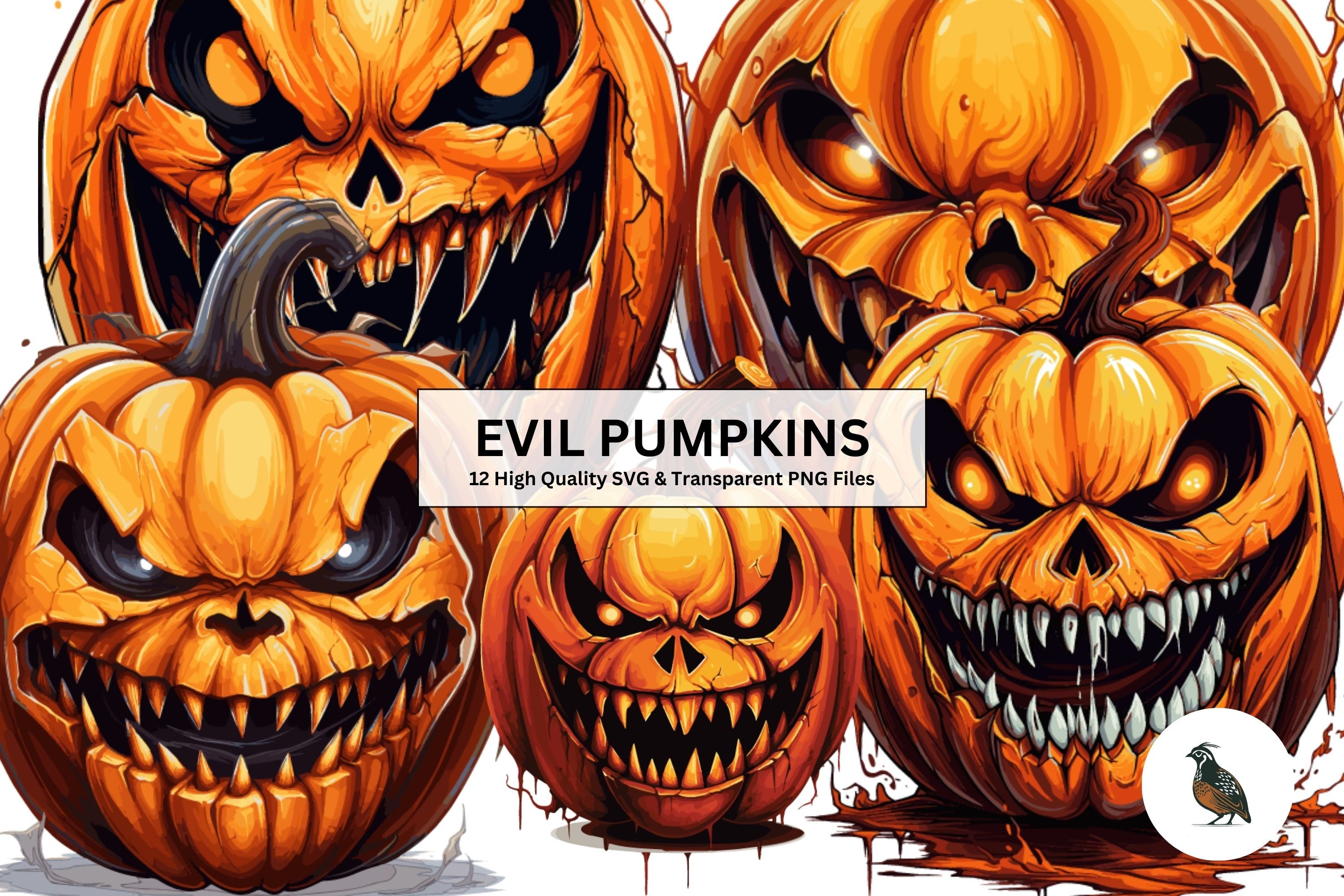Halloween Pumpkin Clipart | 12 SVG Vector Digital Downloads | Halloween ...
