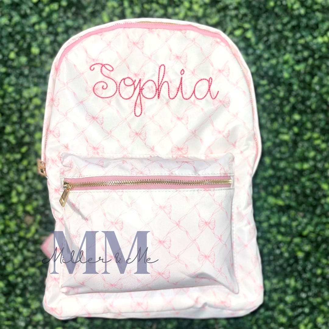 Personalized Girls Bow Print Bags, Bow Print Cosmetic Bag, Nylon Bow ...