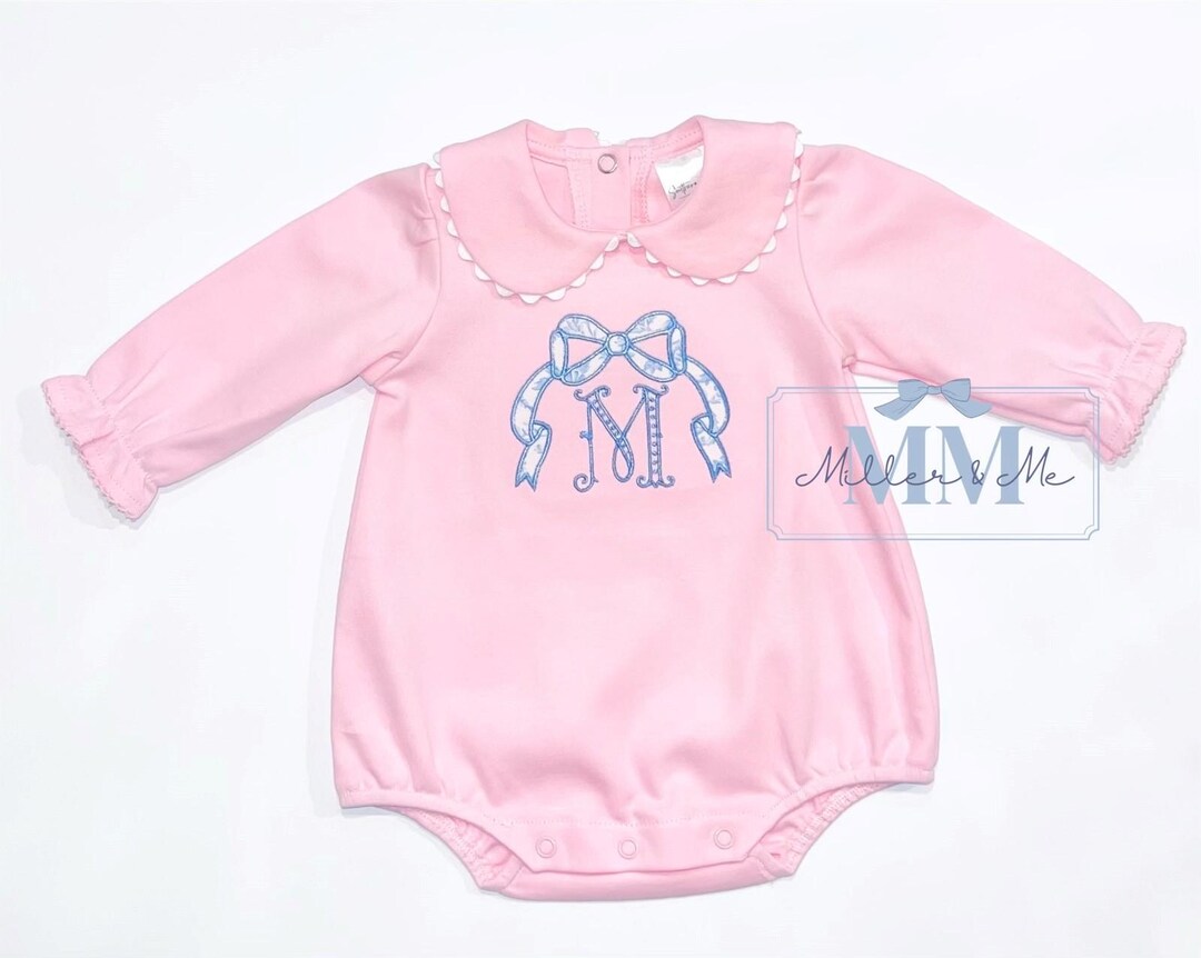 Baby Girl Personalized Bubble, Girls Ric Rac Collar Bubble Romper ...