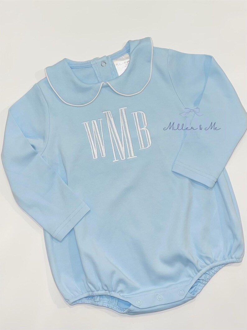 Baby Boy Personalized Bubble, Boys Bubble Romper, Boys Peter Pan Collar ...