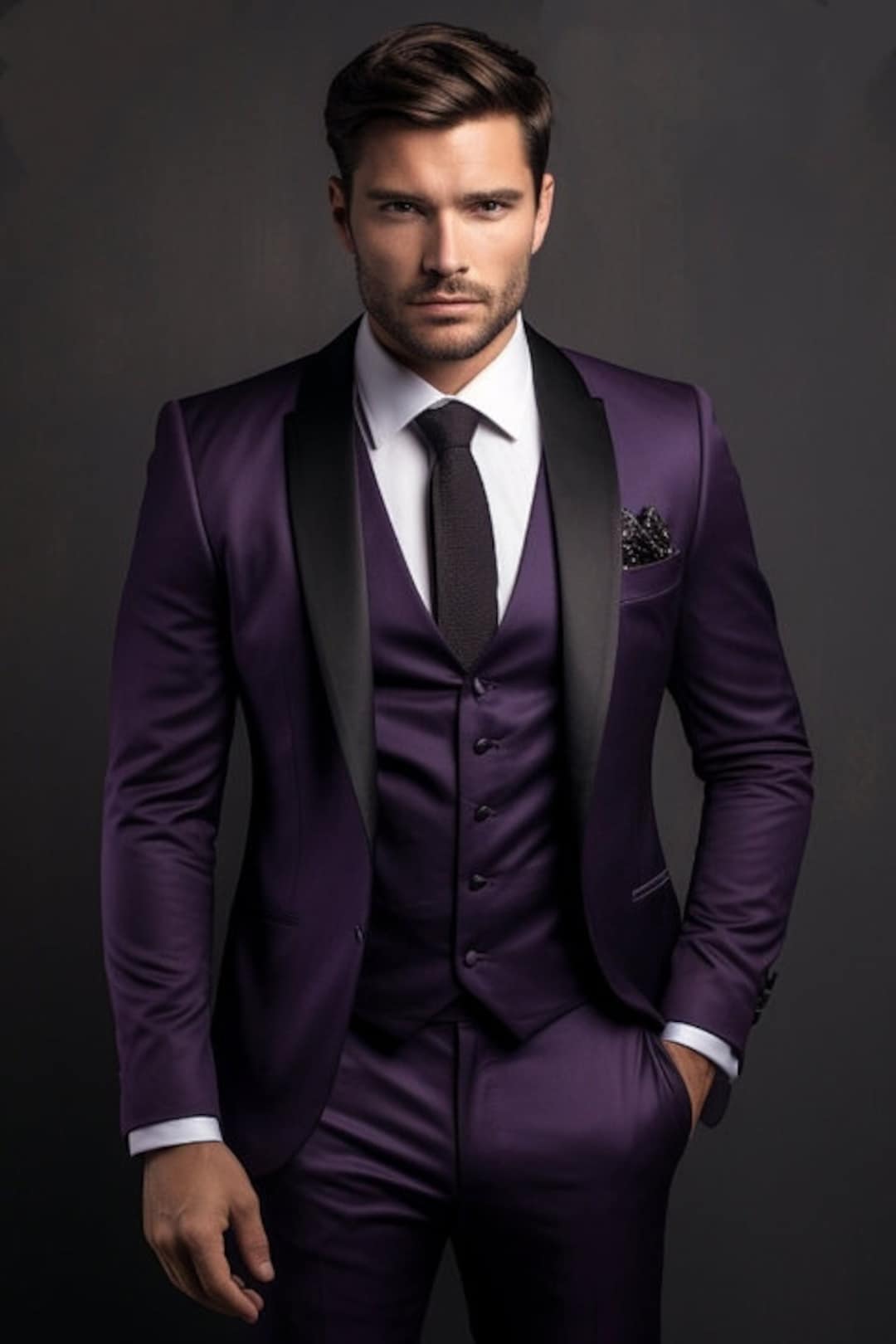 Men Purple Tuxedo Suit for Men Premium Quality, Elegant Design Tailored ...