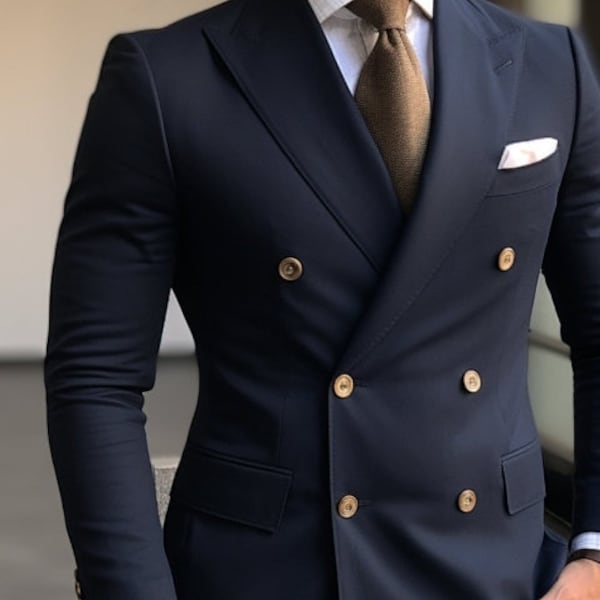 Mens Double Breasted Navy Suit - Etsy