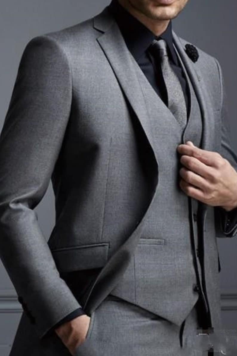 Men Suits 3 Piece Grey Suits for Men Slim Fit Suits One - Etsy