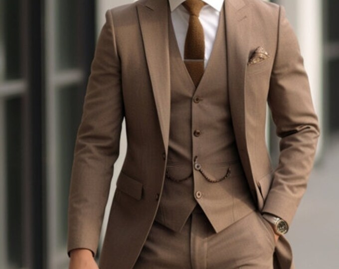 Light Brown Three Piece Suit for Men Wedding, Business, and Special ...
