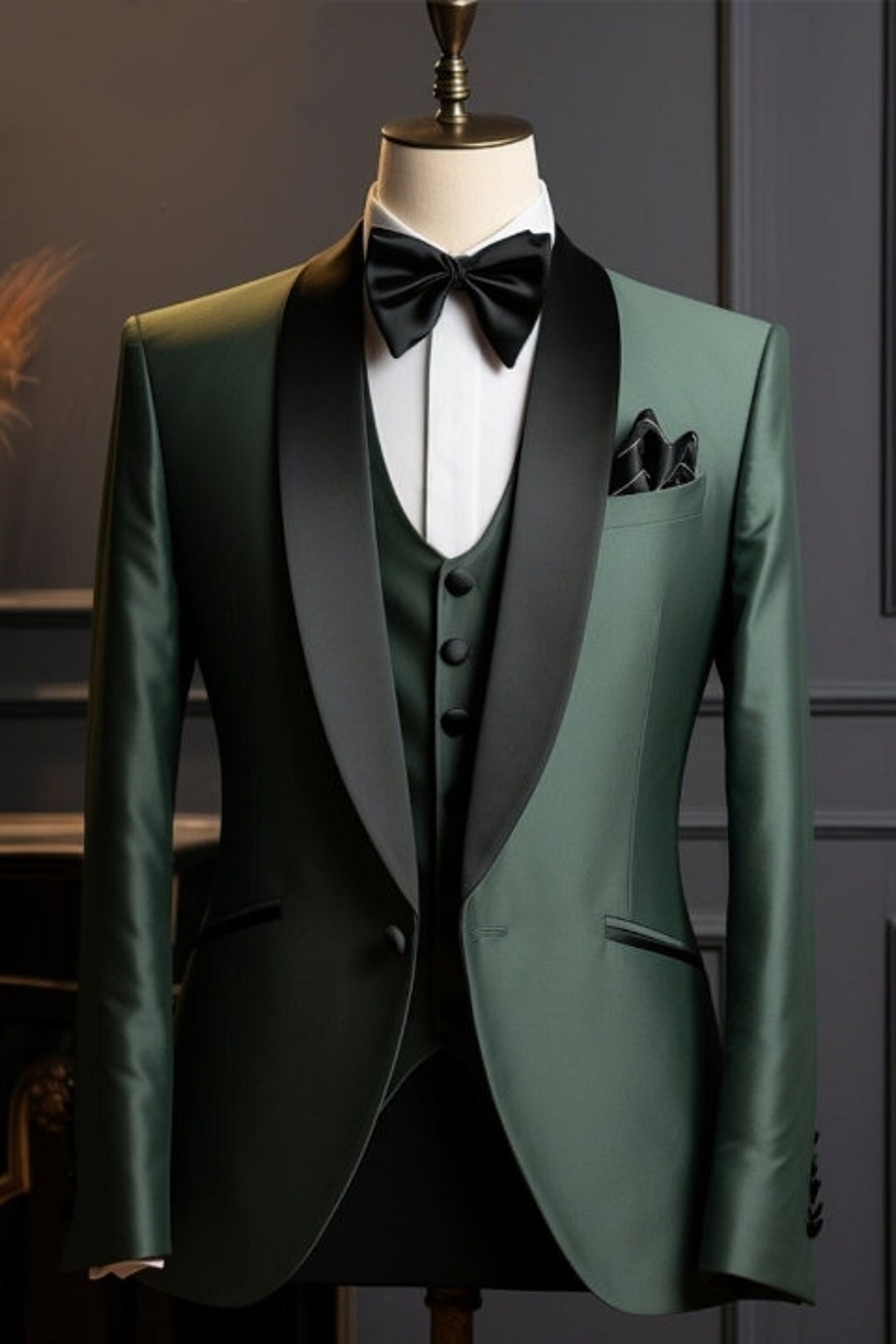 Dark Green Tuxedo Suit for Men Premium Quality, Elegant Design Tailored ...