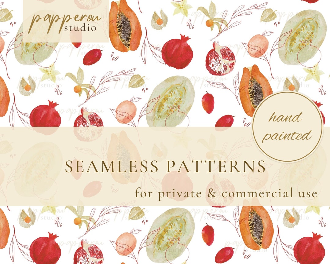 Tropical Fruits Seamless Surface Pattern, Digital Repeating File ...