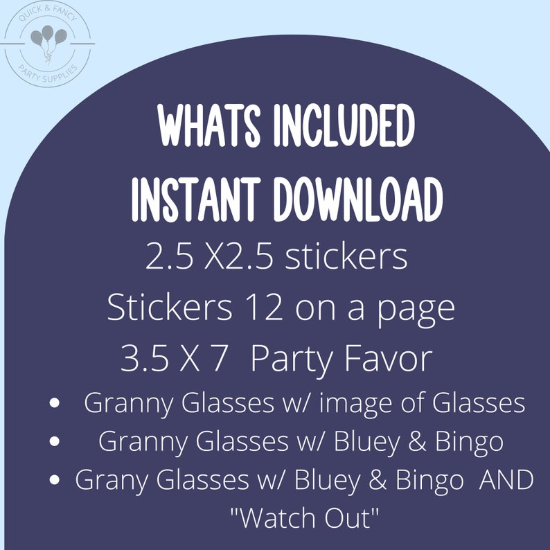 Granny Glasses Bluey Party Favor Digital Download Bluey Etsy Australia