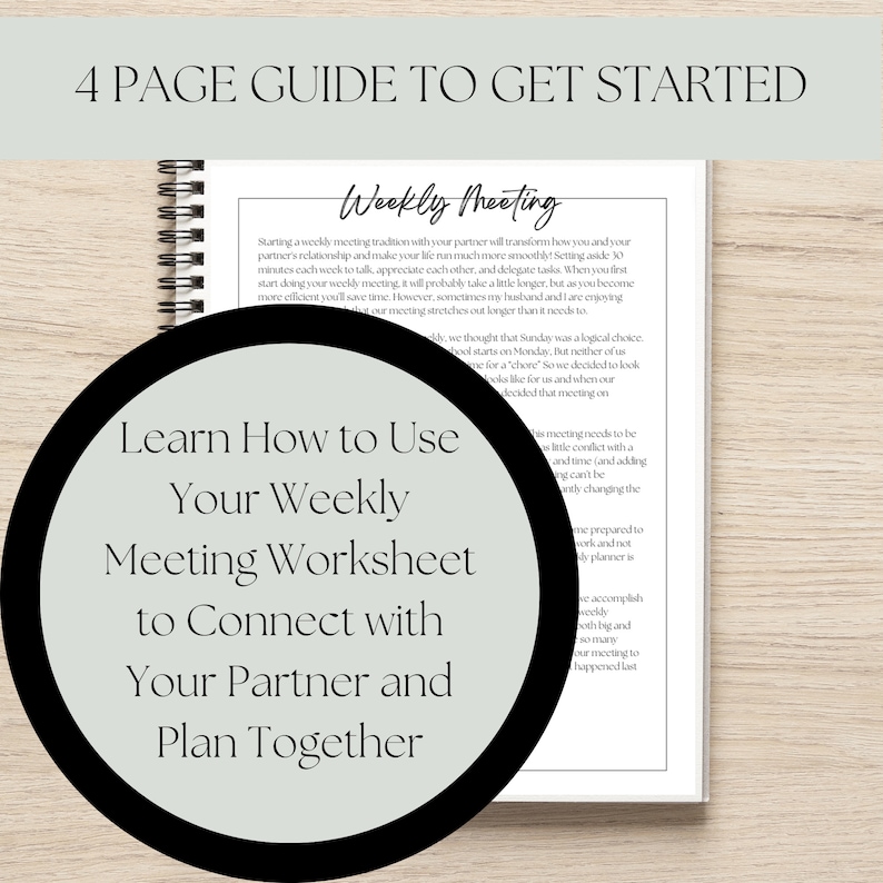 PRINTABLE Couple's Weekly Meeting Worksheet, Couple's Therapy Worksheet ...
