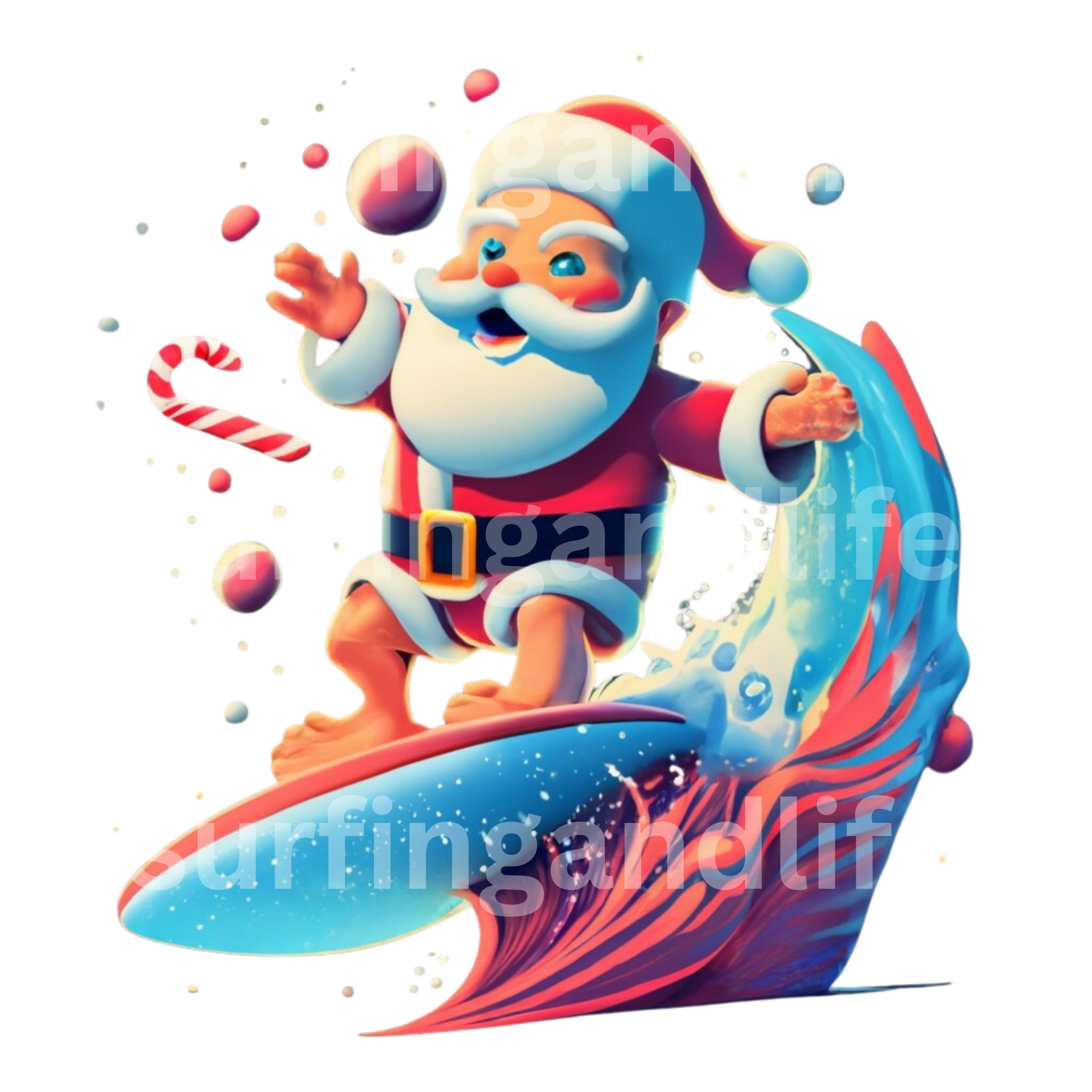 Surfing Santa Clipart Beach Holiday PNG Tropical Santa - Etsy