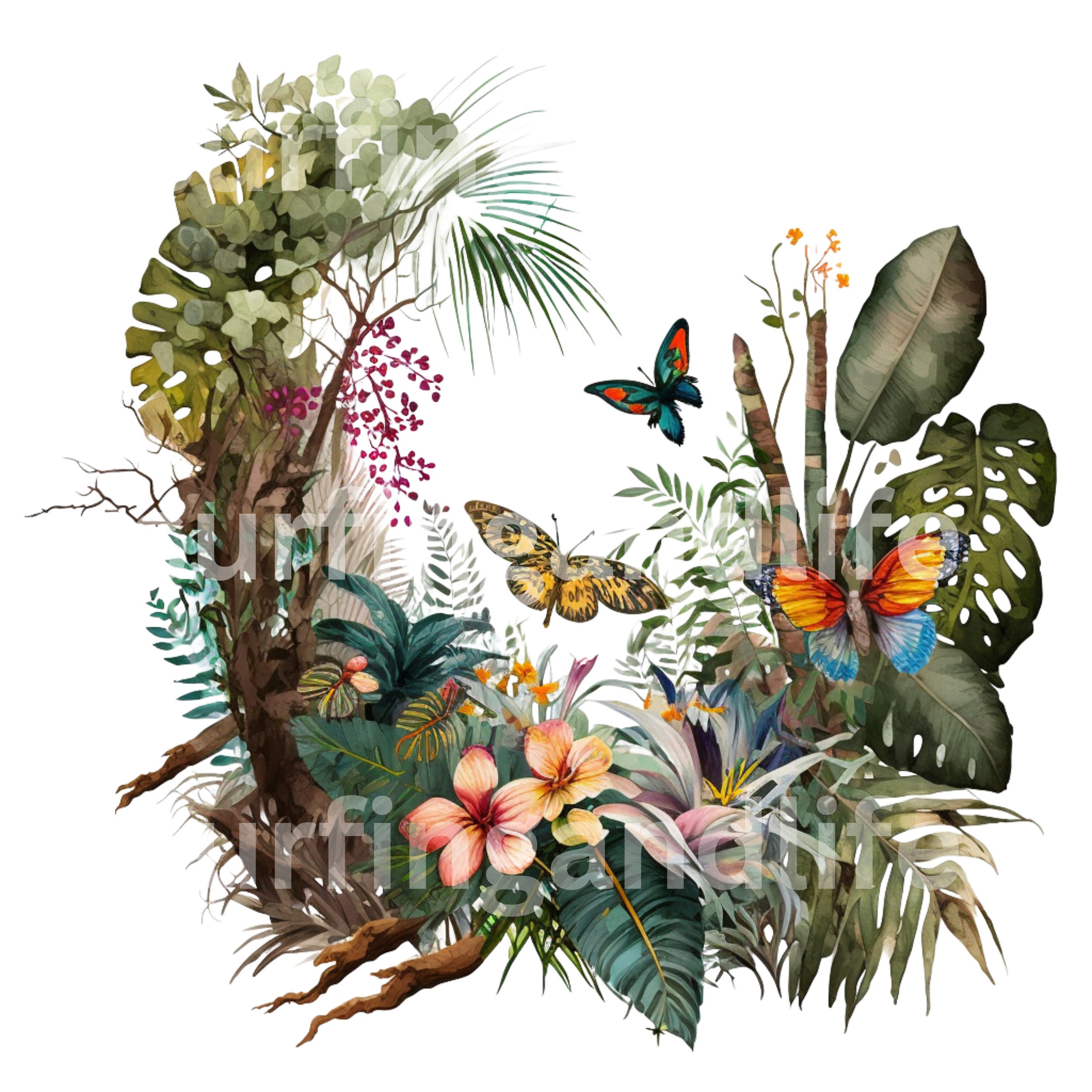 Tropical Watercolor Clipart set 4 Summer Vibes & Jungle - Etsy