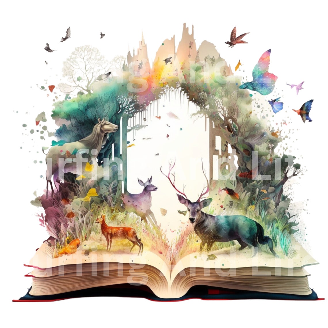Fantasy Open Book Clipart Whimsical Tales Unfurl Magical Storybook ...