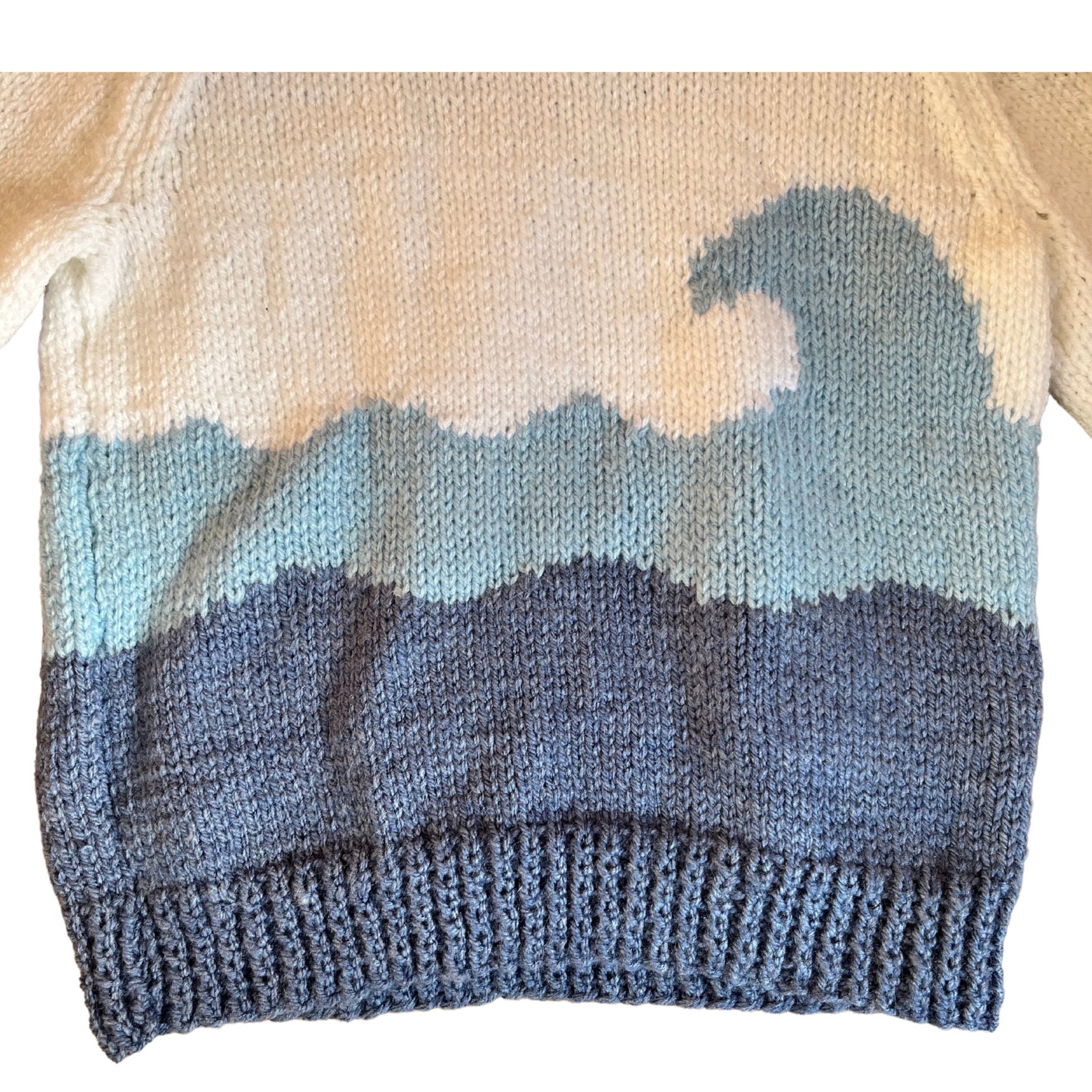 Children's Handmade Knitted Surfing Wave Jumper 26 Chest & 16 Length ...