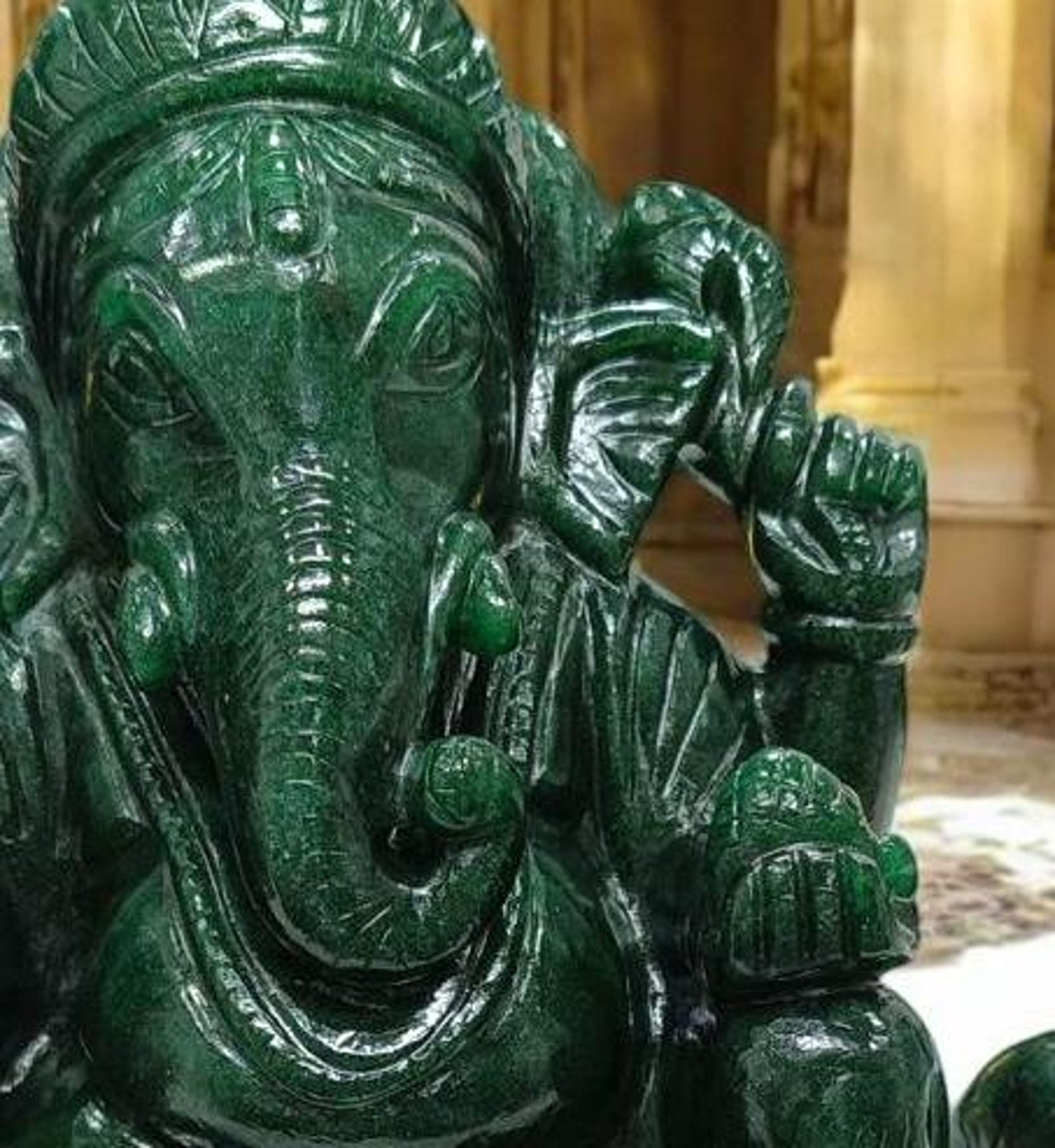 Green Jade Ganesh Statue: Hand Carved Australian Stone Idol - Etsy