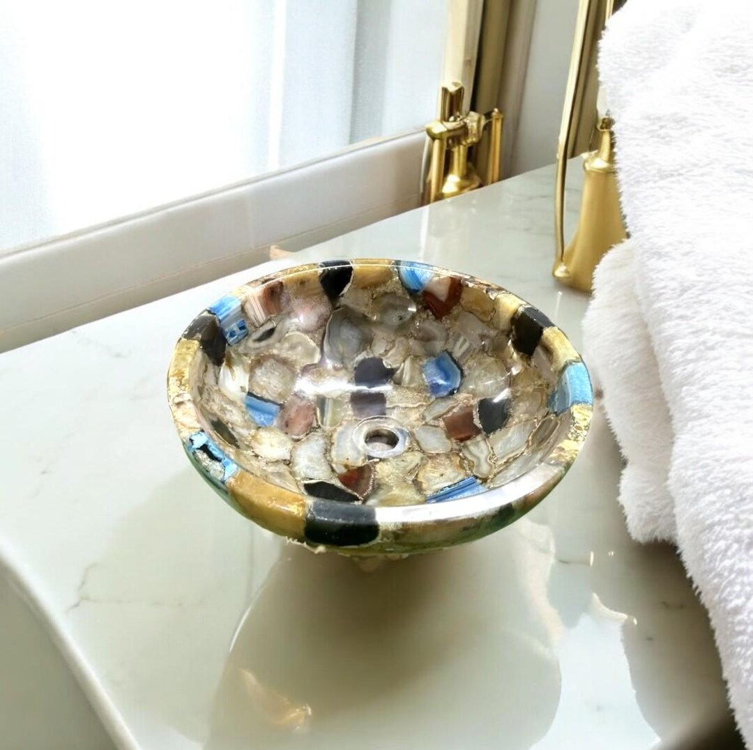 Multi-stone Round Wash Basin Resort & Boutique Vanity Tops Luxury ...