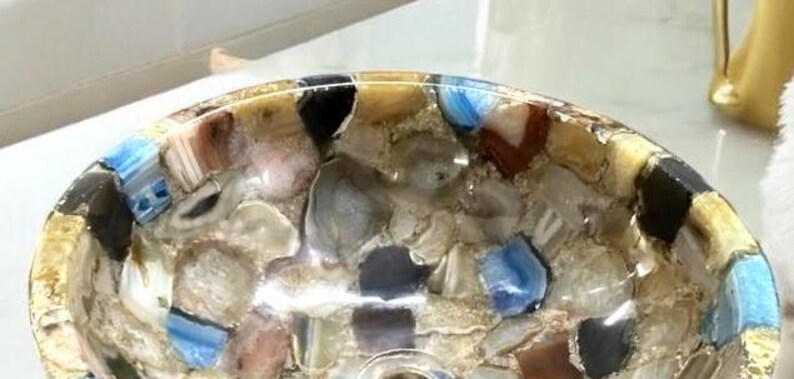 Multi-stone Round Wash Basin Resort & Boutique Vanity Tops Luxury ...