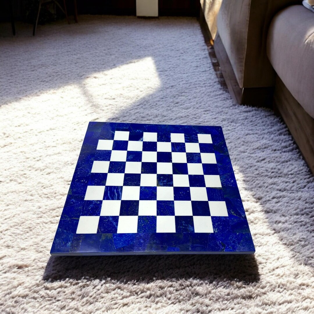 Blue Marble Chess Table Top Lapis Lazuli Mosaic Stone Handmade Inlaid ...