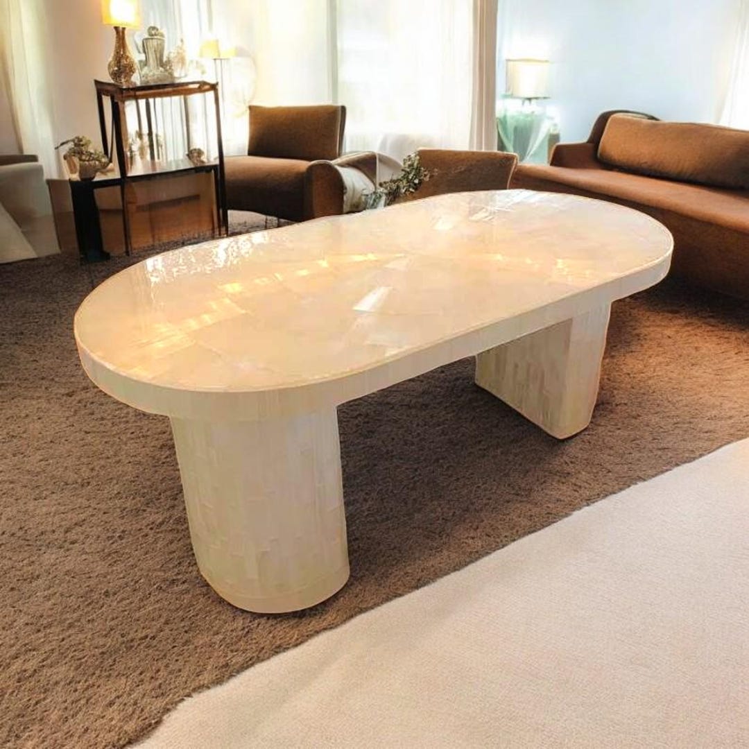 Handmade Selenite Stone Dining Table: Mid Century Modern Art Decor - Etsy