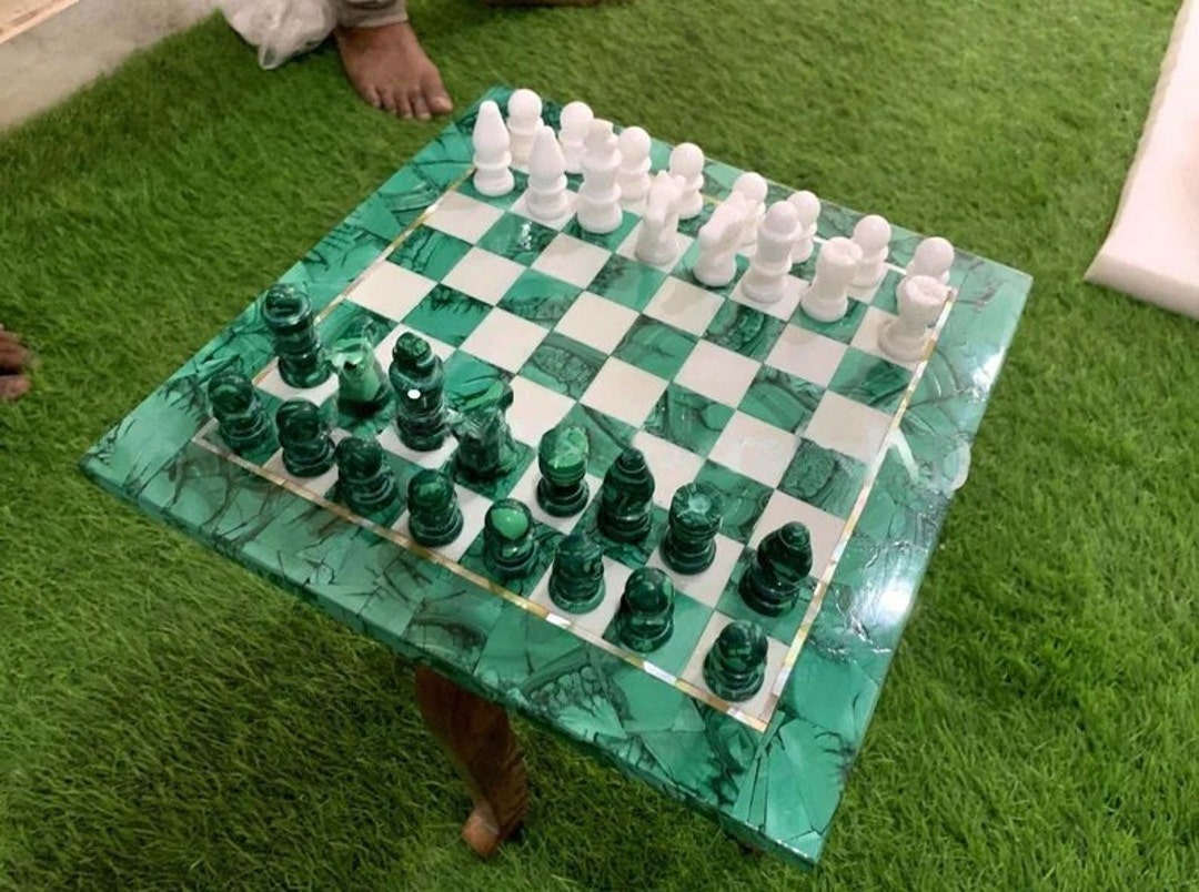 Handmade Malachite Chess Set: Modern Crystal Art Game Board - Etsy UK