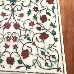 Custom White Marble Dining Table Top Semi Precious Stone Pietradura ...