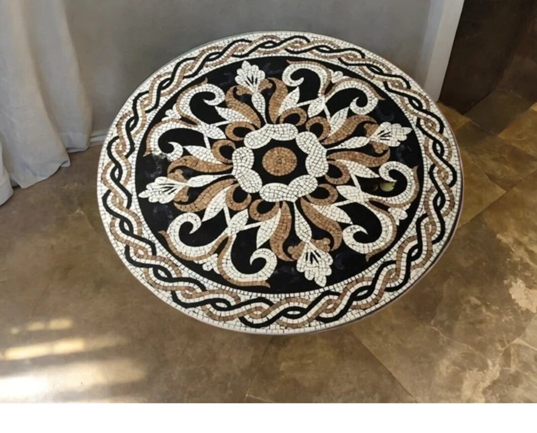 Marble Corner Table Top Elegant Look Mosaic Semi Precious Stone Inlaid ...
