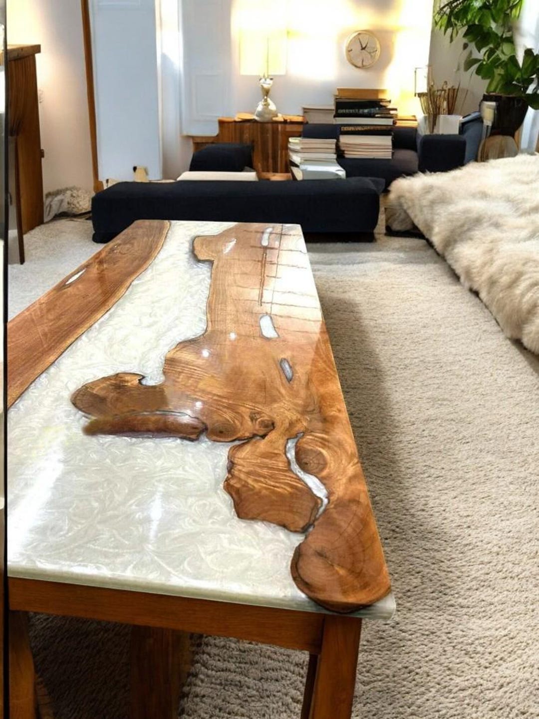 White Epoxy Table Top, Resin Coffee Table, Side Table, Custom Order ...