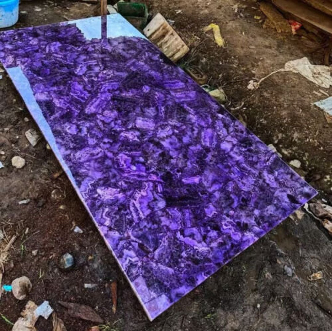 Purple Amethyst Dining Table Slab Natural Healing Crystal Rectangular ...