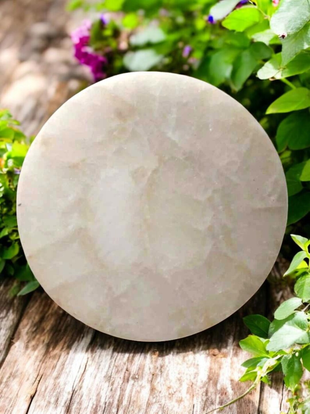 Round White Quartz Coffee Table Top Healing Crystal Stone Console Bar ...