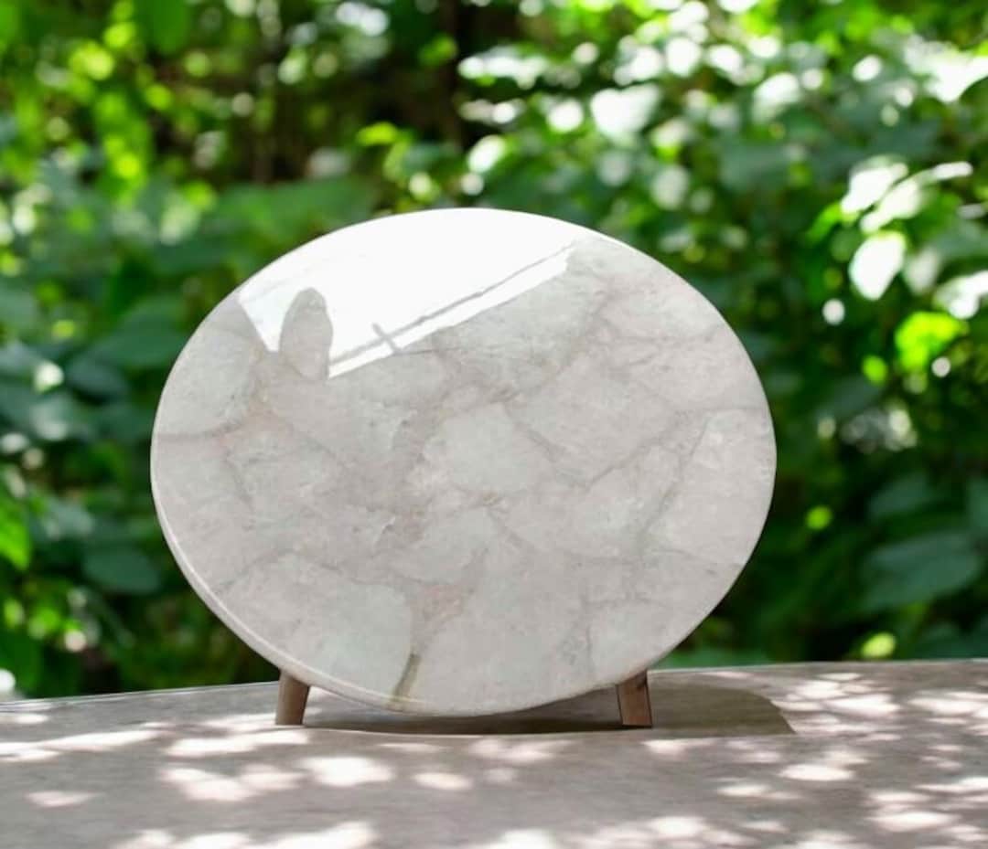 White Quartz Round Table, Coffee Table, Quartz Center Table Top, Agate ...