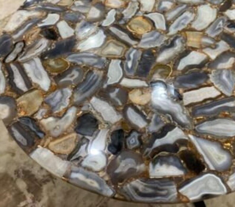 Wild Agate Coffee Table, Geode Agate Table, Agate Round Outdoor Dine ...