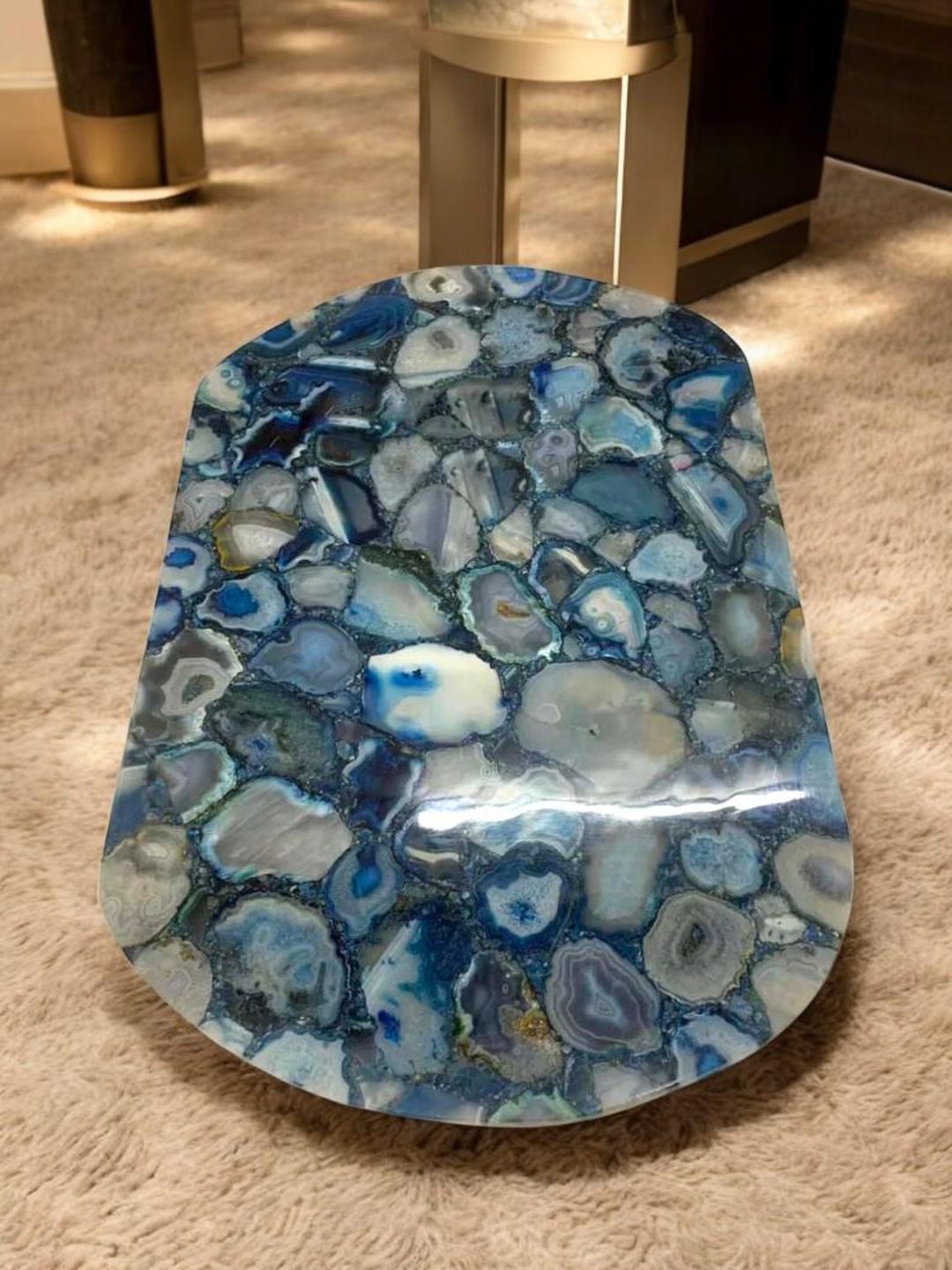 Blue Agate Coffee Table, Stone Dining Table, Patio Agate Counter Top ...