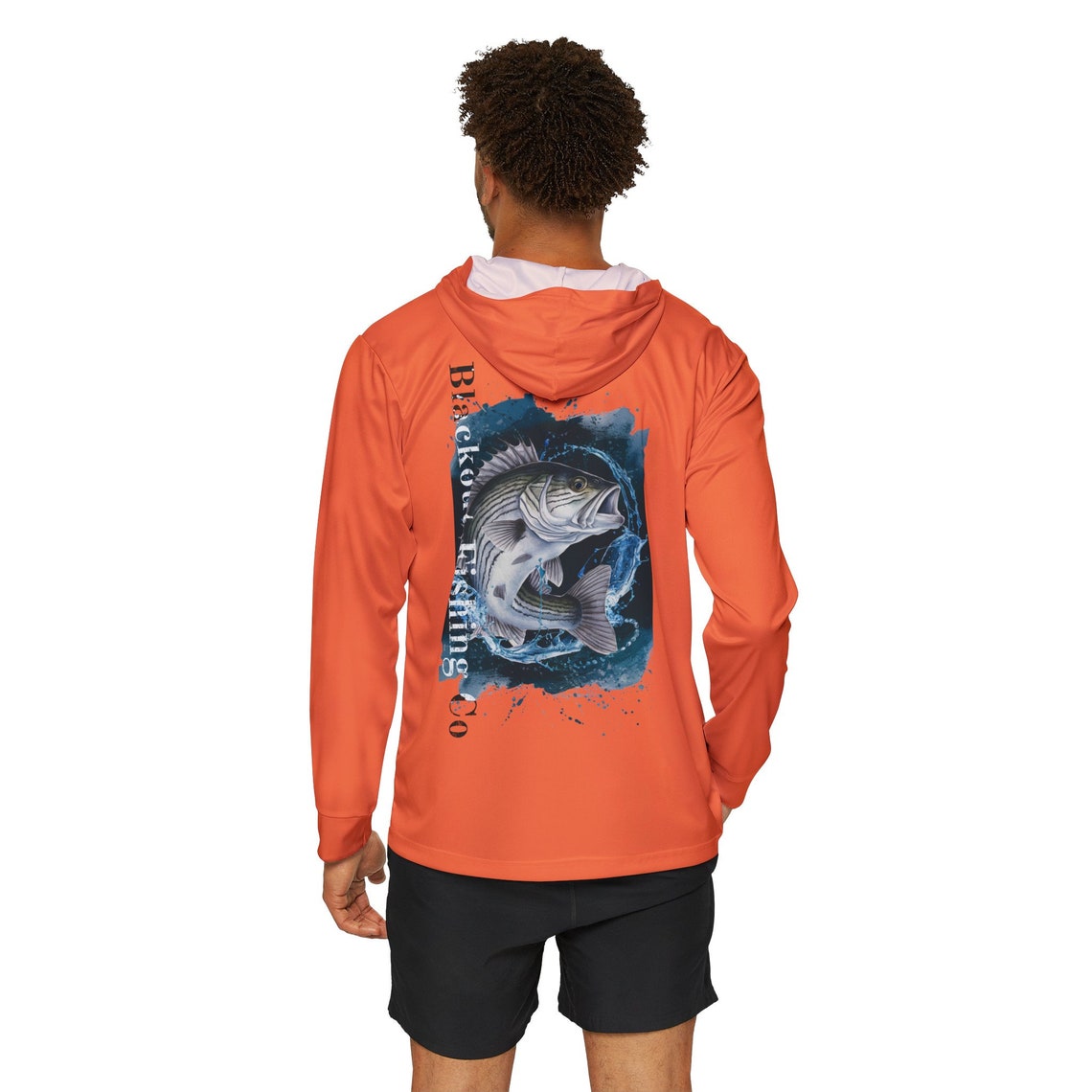 Striped Bass Fishing Sun Hoodie Performance Hoodie Reef Orange - Etsy