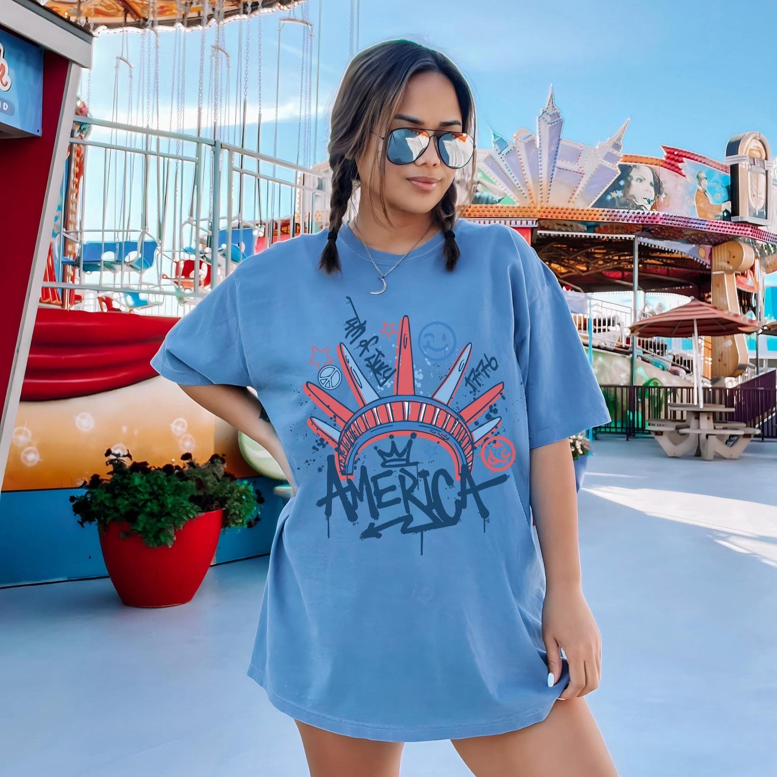 Graffiti America Comfort Colors Shirt, Patriotic USA Tee, 4th of July ...