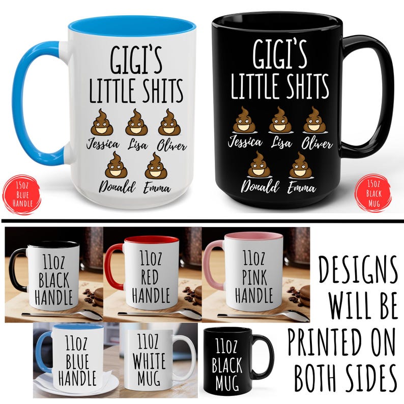 Personalized Grandma Mug – Gigi’s Little Shits Custom Poop Emoji Gift ...